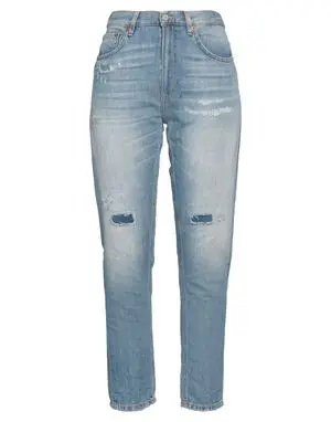 DONDUP High Waisted Tapered Jeans With Leather Trims