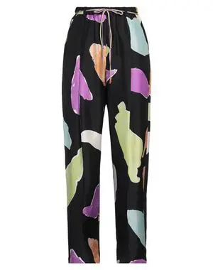 ALYSI Printed Silk Pants - Black