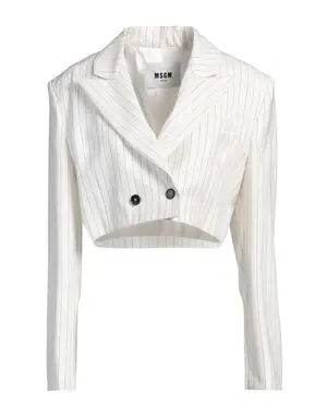 MSGM Single-breasted Pinstriped Blazer - White