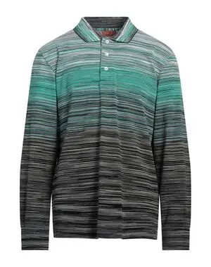 Missoni Man Polo Shirt Sky Blue Size Xs Cotton Green