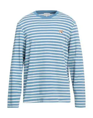 Maison Kitsuné Man T-shirt Light Blue Size L Cotton Blue
