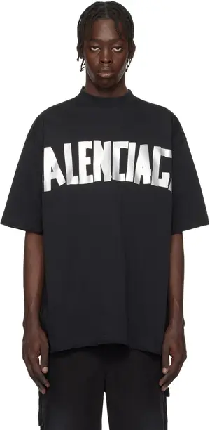 Balenciaga Balenciaga Black New Tape Type Medium Fit T-shirt Faded Black/silver