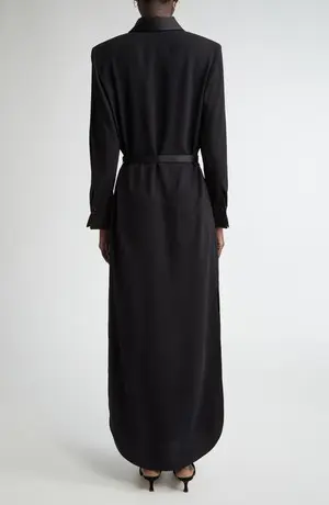 St. John Long Sleeve Satin Back Crepe Shirtdress