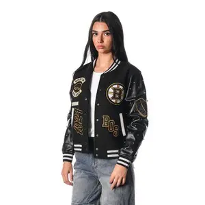 THE WILD COLLECTIVE Boston Bruins Varsity Jacket