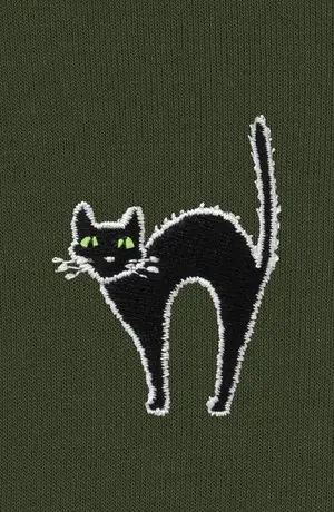 DALIX Cat Cropped Fleece Hoodie - Military Green