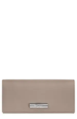 Longchamp Le Roseau Leather Continental Wallet - Clay