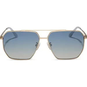 DIFF Berkely 59mm Polarized Gradient Navigator Sunglasses - Brushed Gold/aegean Blue