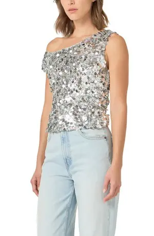 Endless Rose Paillette One-shoulder Top