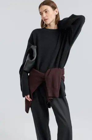 Almina Concept Oversized Wool Cashmere Sweater - Black