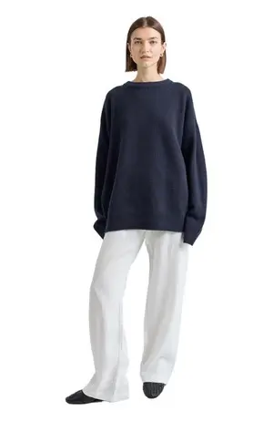 Almina Concept Oversized Wool Cashmere Sweater - Navy