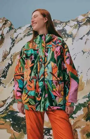 Farm Rio Multicolor Ski Jacket - Banana Leaves