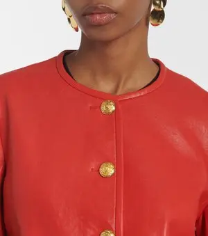 Veronica Beard Andrea Leather Jacket - Red