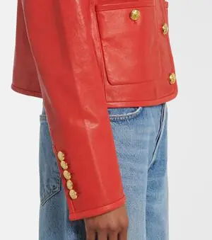 Veronica Beard Andrea Leather Jacket - Red