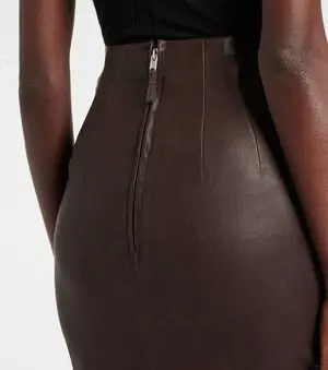 Rick Owens Dirt Pillar Leather Maxi Skirt