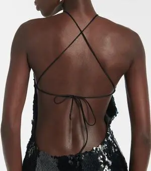Magda Butrym Floral-appliqué Sequined Minidress