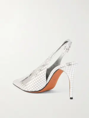 Alaïa Escarpin 90 Mirrored-leather Slingback Pumps