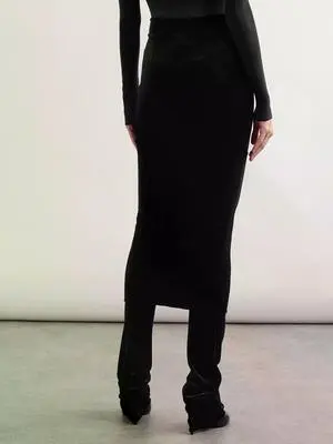 Alaïa Layered Stretch-velvet Straight-leg Pants - Black