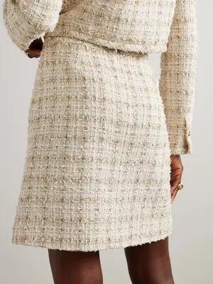 Versace Cotton-blend Tweed Mini Skirt - Neutrals