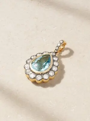 MARLO LAZ Alexandra Aquamarine And Diamond Pendant - Blue