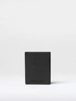 Emporio Armani Pebbled Leather Bifold Wallet With Tone-on-tone Logo - Black