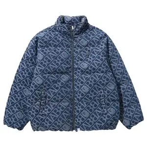 A BATHING APE Denim Monogram Puffer Down Jacket