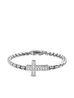 David Yurman Sterling Cross Diamond Bracelet - Silver