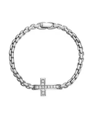 David Yurman Sterling Cross Diamond Bracelet - Silver
