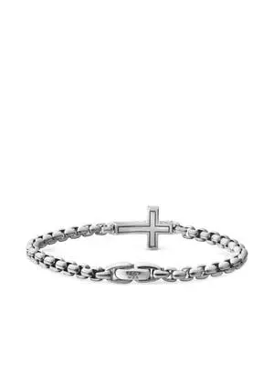 David Yurman Sterling Cross Diamond Bracelet - Silver