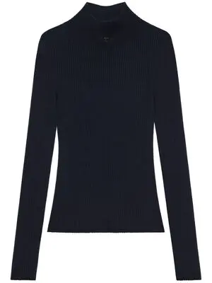 COURREGES Ribbed Mock-neck Jumper - Blue