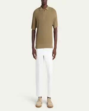 Giorgio Armani Textured Knit Short-sleeve Quarter-zip Polo Sweater