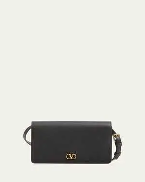 Valentino Garavani Vlogo Flap Leather Wallet - Nero