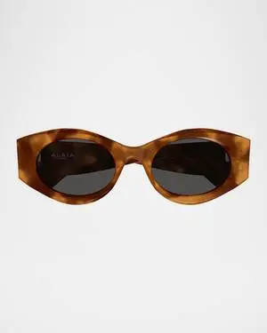 Alaïa Round Acetate Sunglasses - Avana