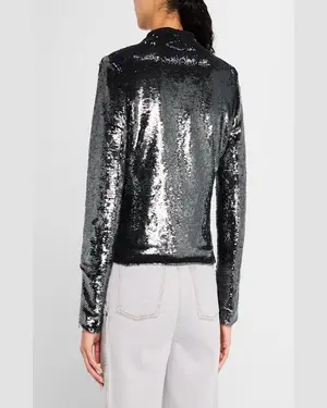 IRO PARIS Luzia Sequined Moto Jacket - Dark Grey
