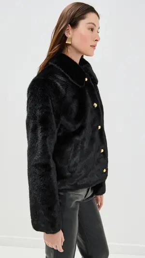 English Factory Faux Fur Collared Jacket