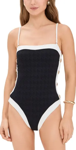 L'Agence Colorblock Bandeau One-piece Swimsuit - Black