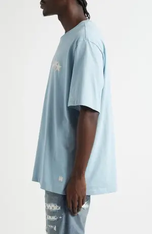Amiri 3-star Appliqué Cotton T-shirt - Ocean Sky