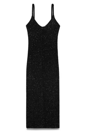Mango Sequin Detail Knit Midi Dress