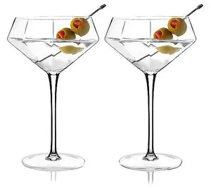 VISKI Seneca Crystal Diamond Martini Glasses - One-color