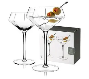 VISKI Seneca Crystal Diamond Martini Glasses