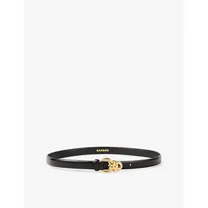 Sandro Slim Leather Belt - Noir / Gris