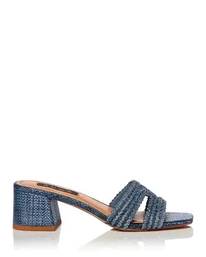 Aqua Calli Raffia Sandals - Blue