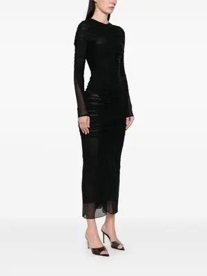 MUGLER Ruched Midi Skirt - Black