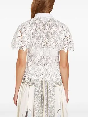 Giambattista Valli Cropped Macramé Blouse