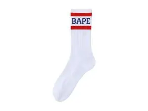 A BATHING APE Logo Socks - White/red