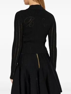 Balmain Openwork-detailed Ribbed-knit Cardigan - Black