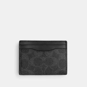 COACH Money Clip Card Case In Signature Canvas - Black Signature