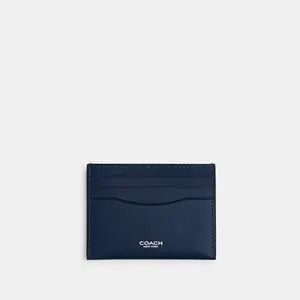 COACH Textured Leather Card Case - Navy