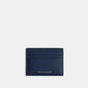COACH Textured Leather Card Case - Navy