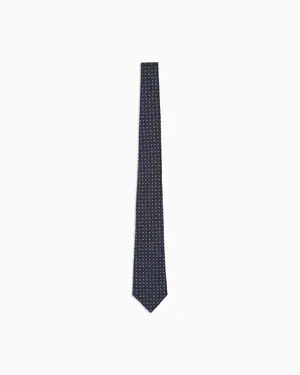 Giorgio Armani Pure Silk Polka-dot Jacquard Neck Tie - Blue