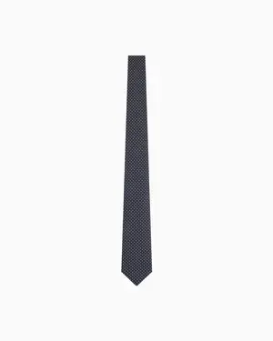 Giorgio Armani Pure Silk Polka-Dot Jacquard Neck Tie Grey